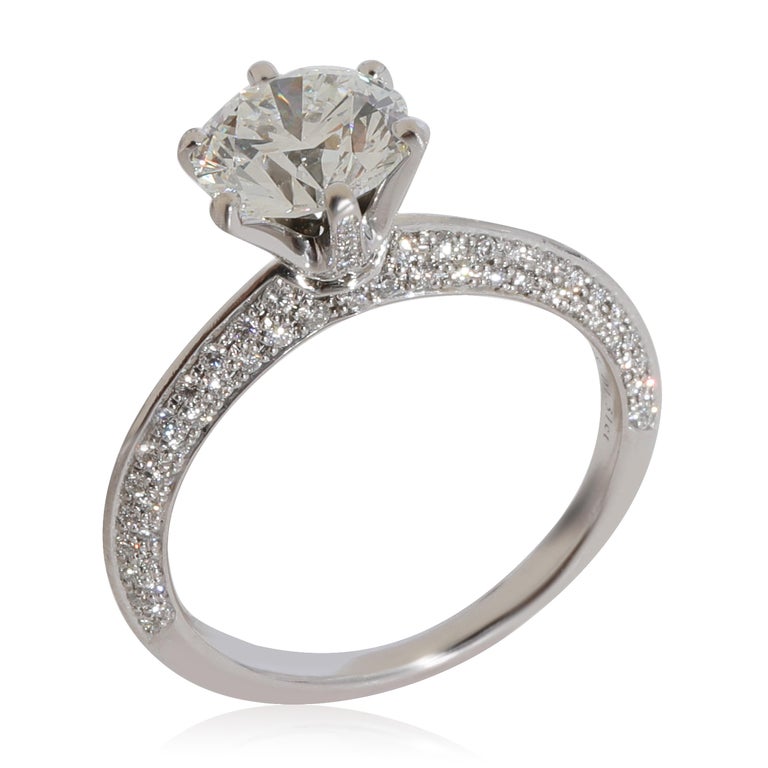Tiffany and Co. Pave Setting Diamond Engagement Ring in Platinum 1.88 CTW For Sale at 1stDibs