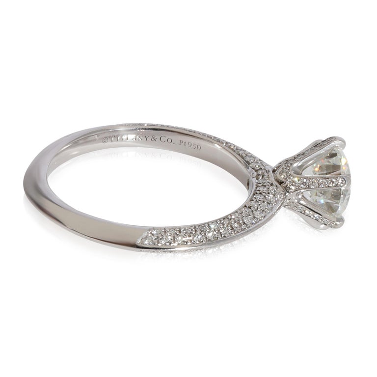 Tiffany and Co. Pave Setting Diamond Engagement Ring in Platinum 1.88 CTW For Sale at 1stDibs