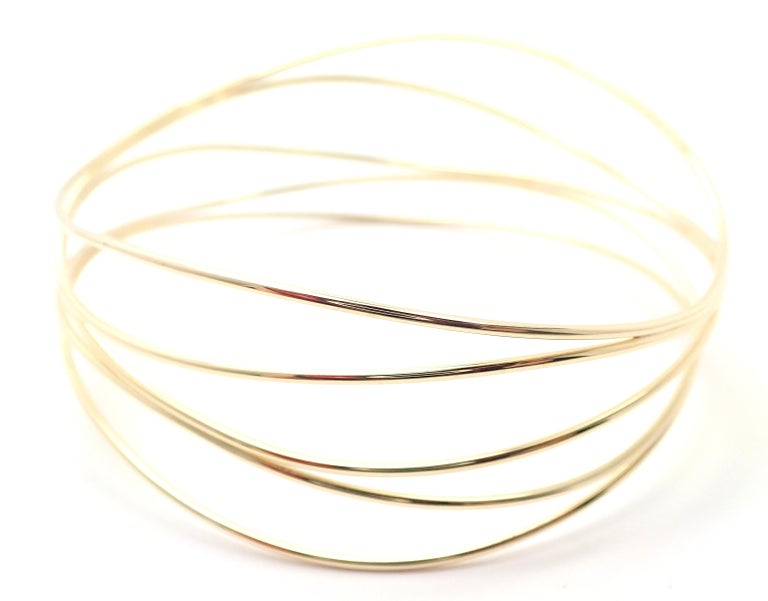 Tiffany and Co Peretti Five Row Wave Yellow Gold Bangle Bracelet For ...