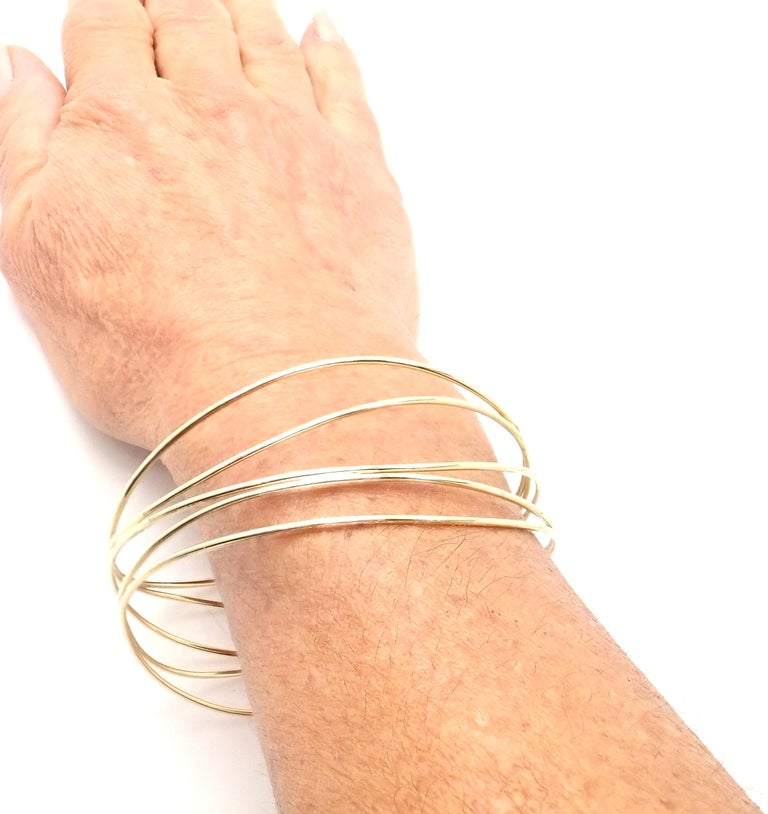 Tiffany and Co Peretti Five Row Wave Yellow Gold Bangle Bracelet For ...