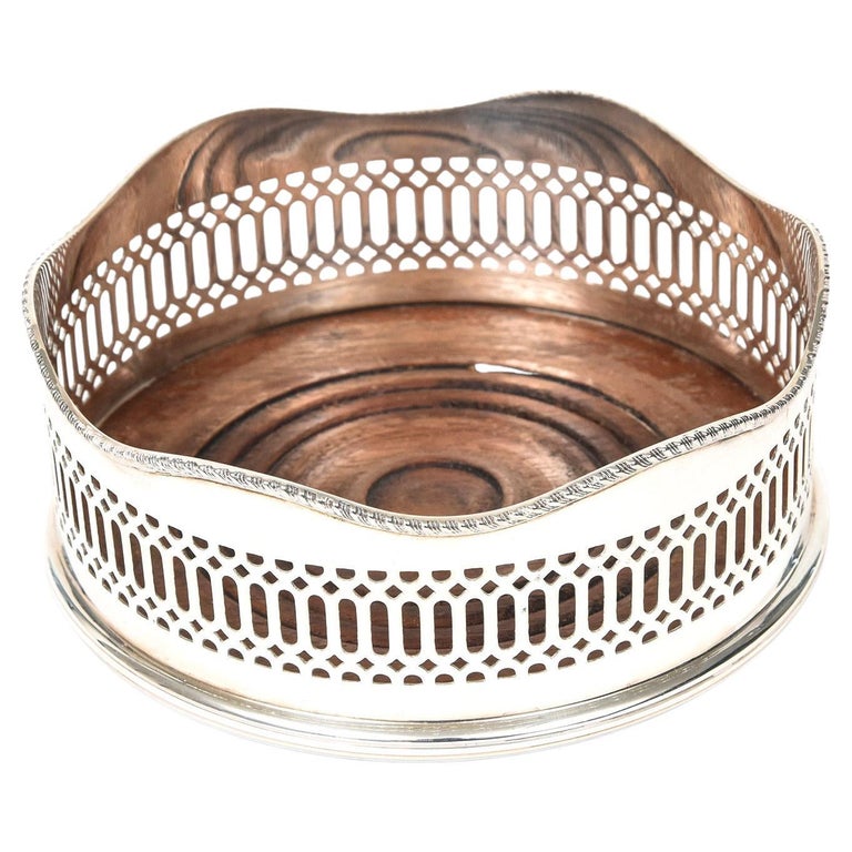 Tiffany and Co. Pierced Sterling Silver Wine Coaster Bottle Holder ...