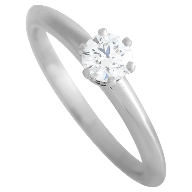 Tiffany and Co. Platinum 0.31 Ct Diamond Solitaire Ring For Sale at 1stDibs