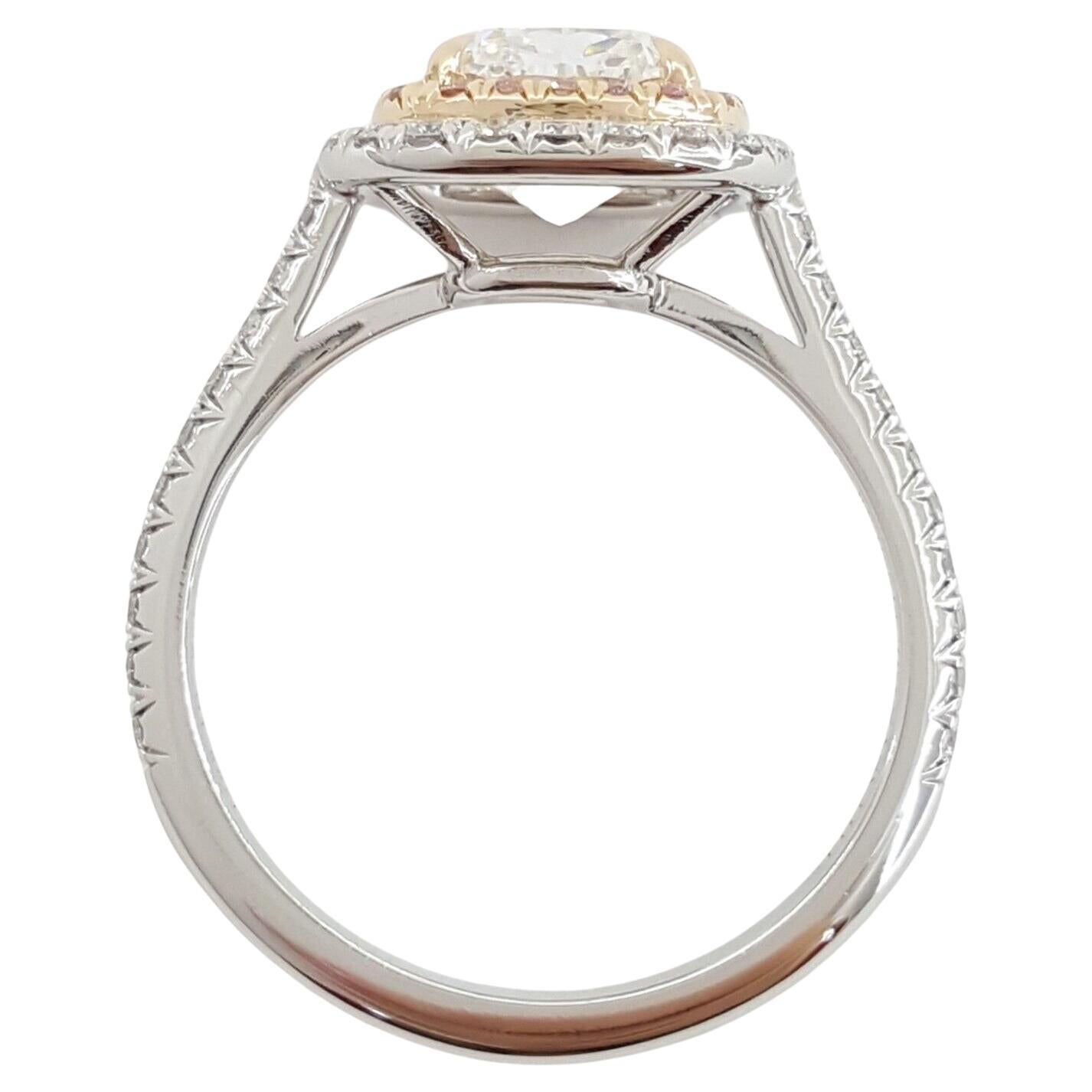 Tiffany and Co. Platinum and 18k Rose Gold Soleste Cushion Engagement ...