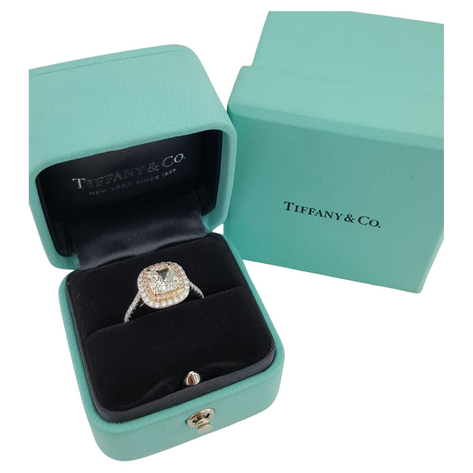 Tiffany and Co. Platinum and 18k Rose Gold Soleste Cushion Engagement ...