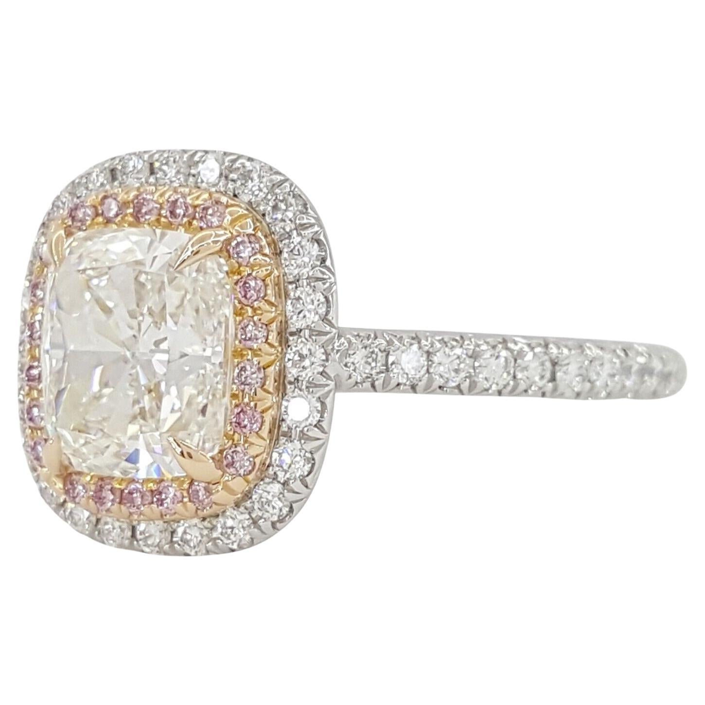 Tiffany and Co. Platinum and 18k Rose Gold Soleste Cushion Engagement ...