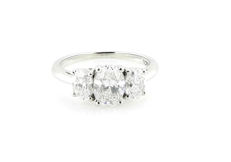 Tiffany and Co. Platinum 3 Oval Diamond Engagement Ring 1.44cts with ...