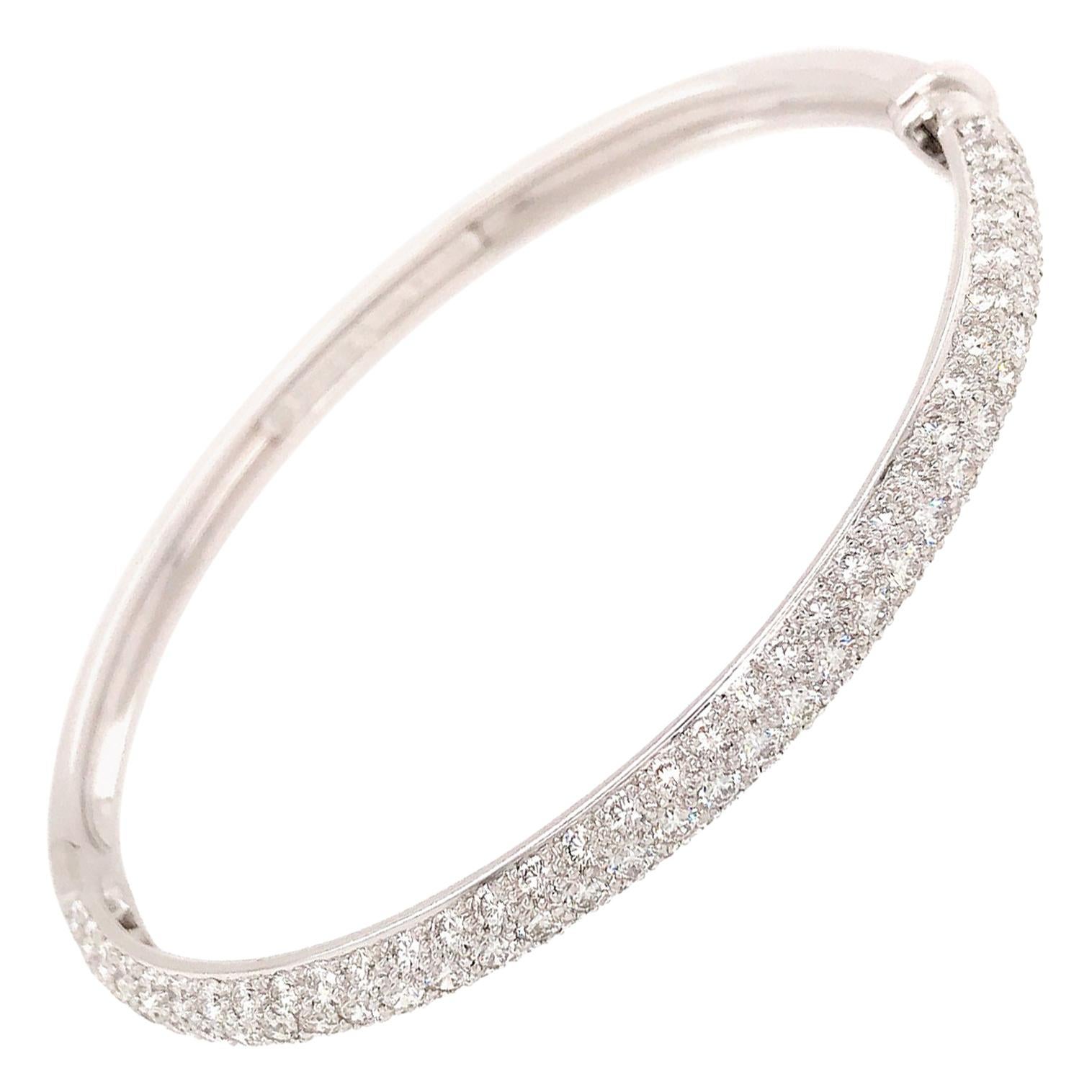 Tiffany and Co. Platinum 3-Row Diamond Pave Bracelet For Sale at 1stDibs
