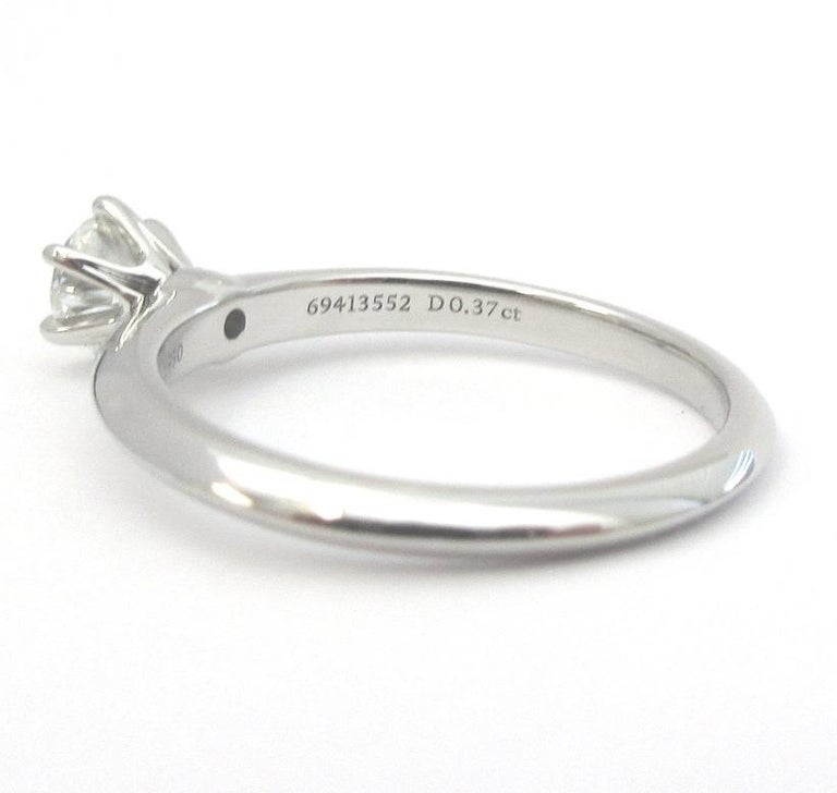 Tiffany and Co. Platinum .37 Carat Diamond Engagement Ring 5.5 with ...