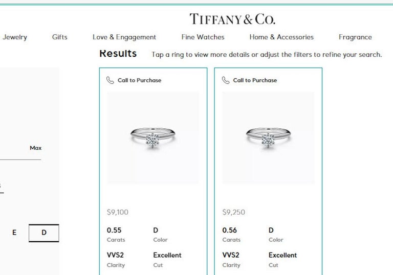 Tiffany and Co. Platinum .56ct Diamond Engagement Ring 5.25 with ...