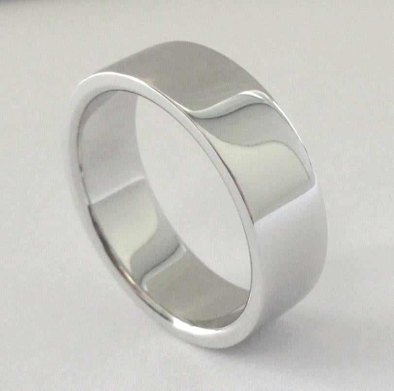 TIFFANY and Co. Platinum 6mm Essential Flat Band Ring 7.5 For Sale at 1stDibs