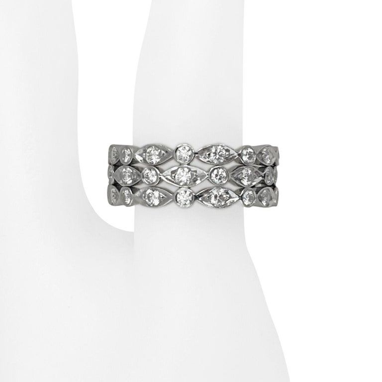 Tiffany and Co. Platinum and Diamond Jazz Band Ring For Sale at 1stDibs