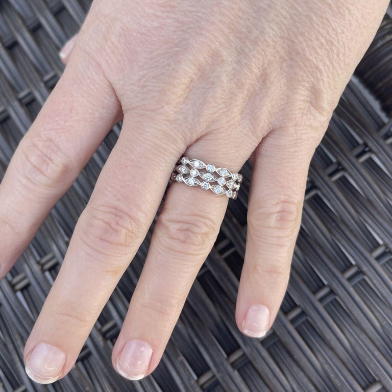 Tiffany and Co. Platinum and Diamond Jazz Band Ring For Sale at 1stDibs