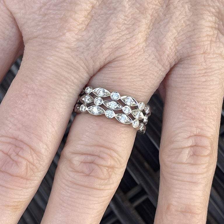 Tiffany and Co. Platinum and Diamond Jazz Band Ring For Sale at 1stDibs