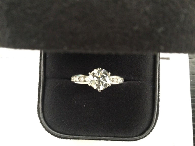 Tiffany and Co. Platinum Diamond 1.24 Carat Round Engagement Ring H ...