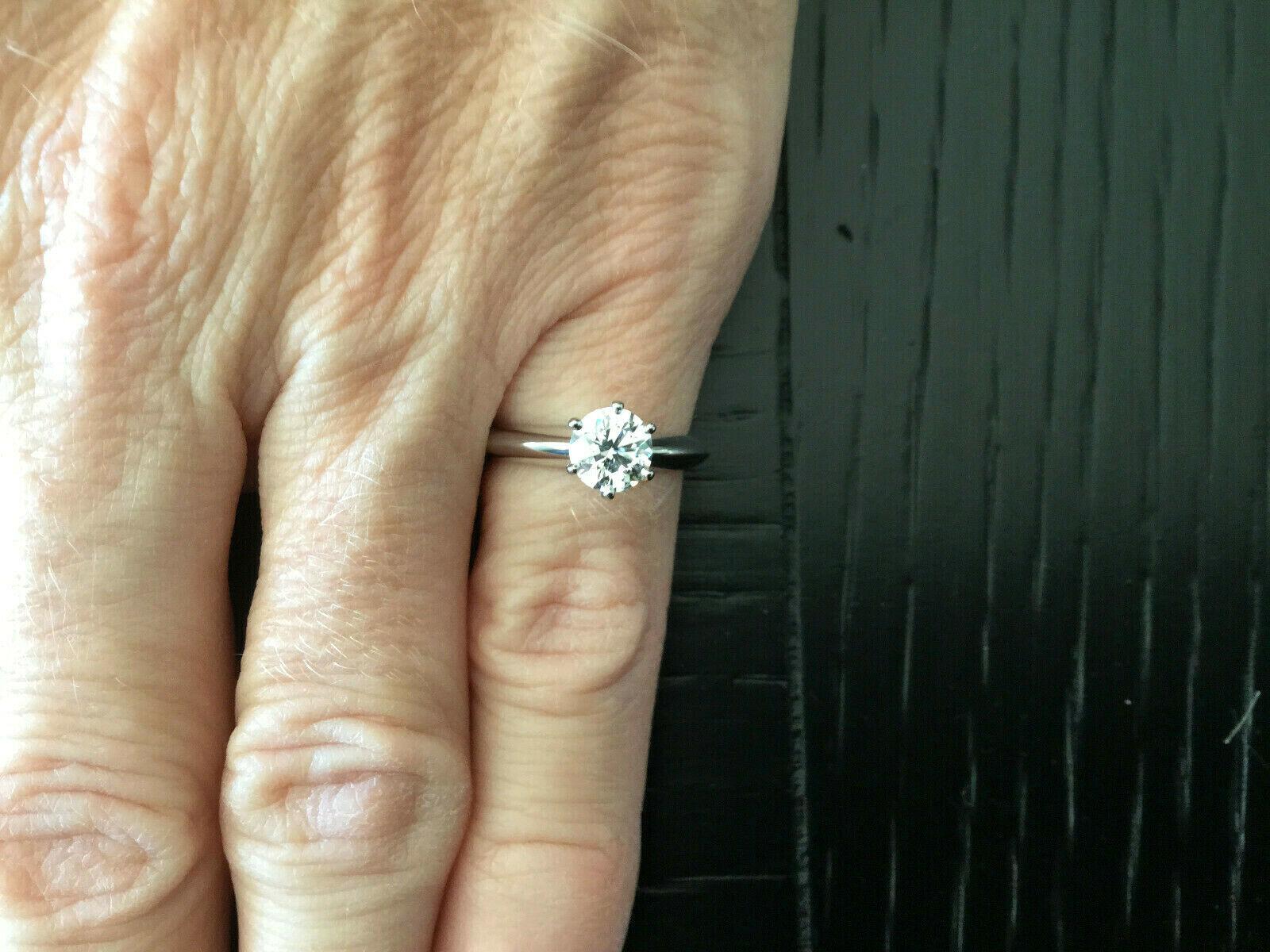 Tiffany and Co. Platinum Diamond .60 Carat Round Ring H VVS2 Triple ...