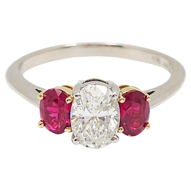 Tiffany and Co. Platinum Diamond and Ruby Ring For Sale at 1stDibs