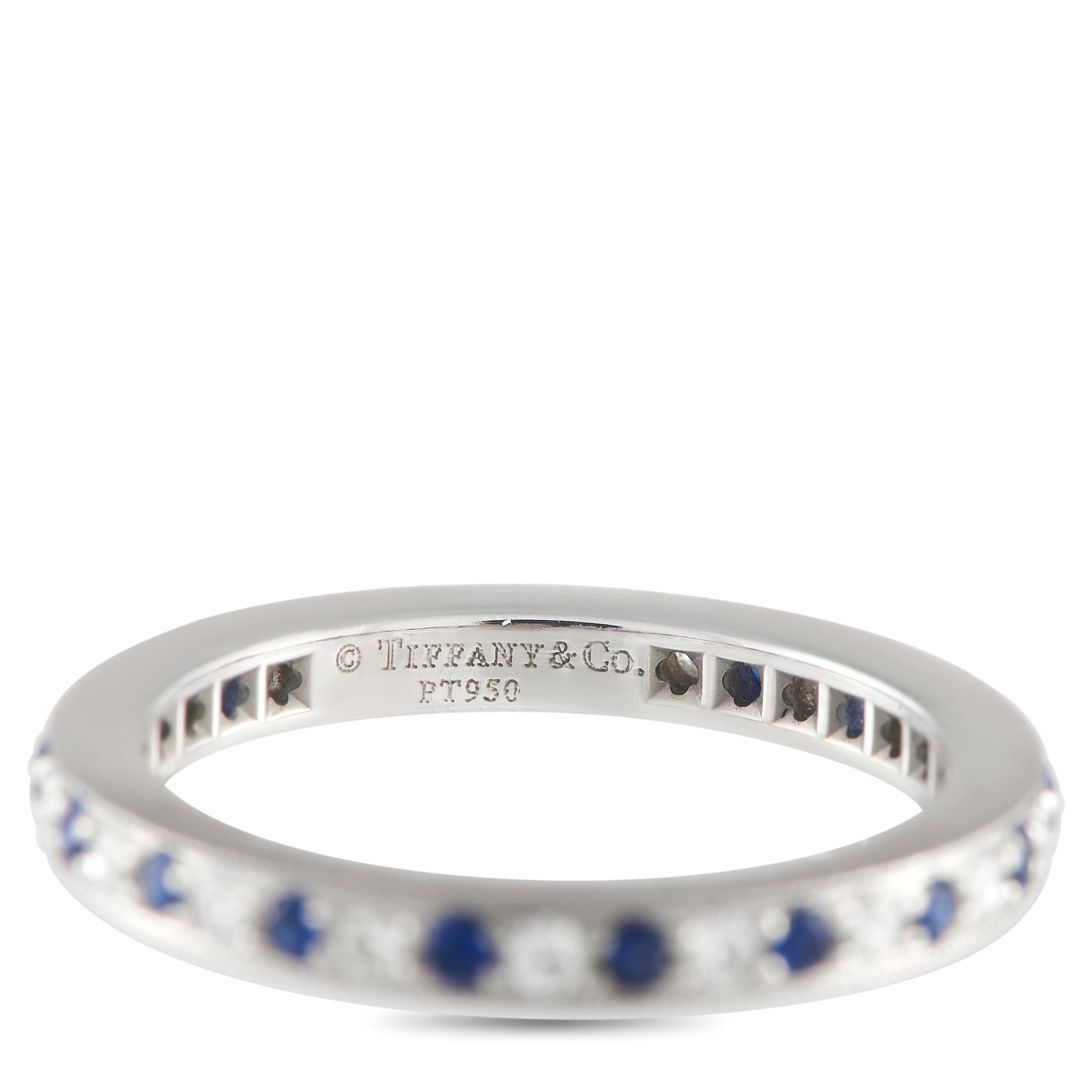 Tiffany and Co. Platinum Diamond and Sapphire Eternity Band Ring For Sale at 1stDibs