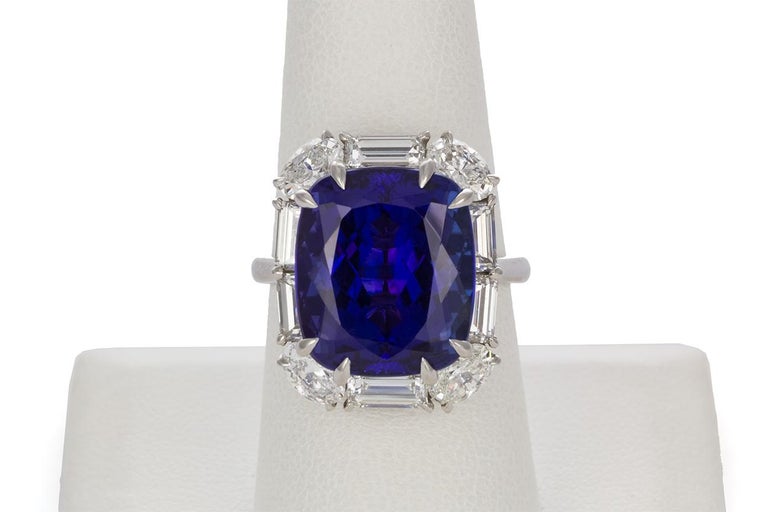 Tiffany and Co. Platinum Diamond and Tanzanite Cocktail Ring at 1stDibs