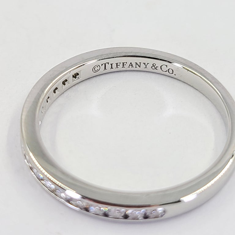 Tiffany and Co Platinum Diamond Channel Band For Sale at 1stDibs
