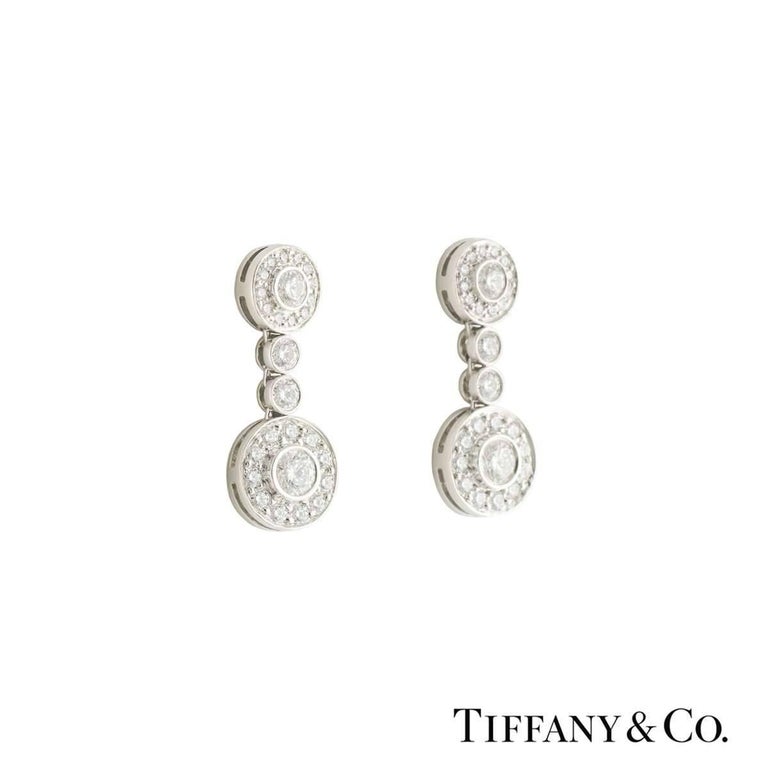 Tiffany and Co. Platinum Diamond Circlet Earrings 1.18 carats at 1stDibs