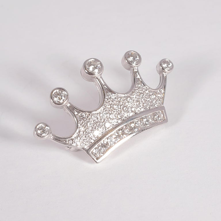 Tiffany and Co. Platinum Diamond Crown Brooch at 1stDibs | tiffany crown