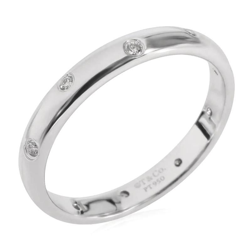 TIFFANY and Co. Etoile Platinum Diamond 3mm Band Ring 5 For Sale at ...