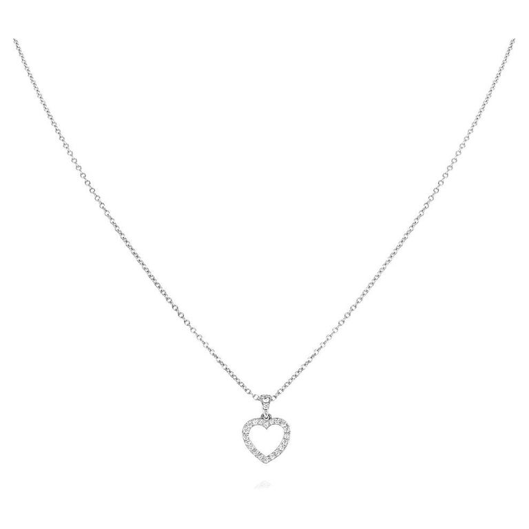 Tiffany and Co. Platinum Diamond Heart Pendant For Sale at 1stDibs