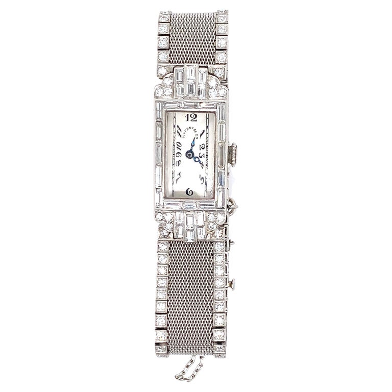 Tiffany and Co. Platinum Diamond Lady's Watch For Sale at 1stDibs