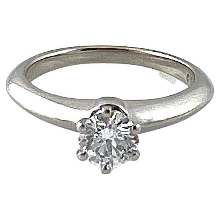 Tiffany and Co. Platinum Diamond Solitaire .51ct VVS2 D Engagement Ring ...