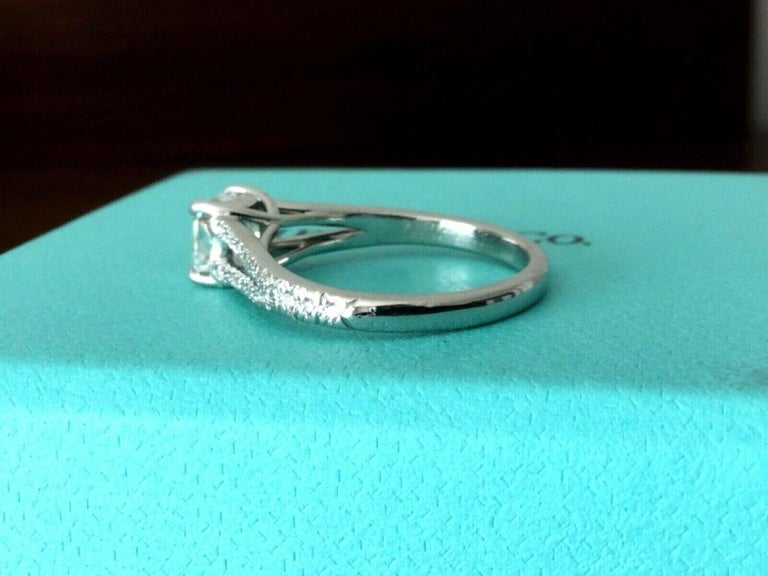 Tiffany and Co. Platinum Diamond Split Shank Engagement Ring .76 Carat ...