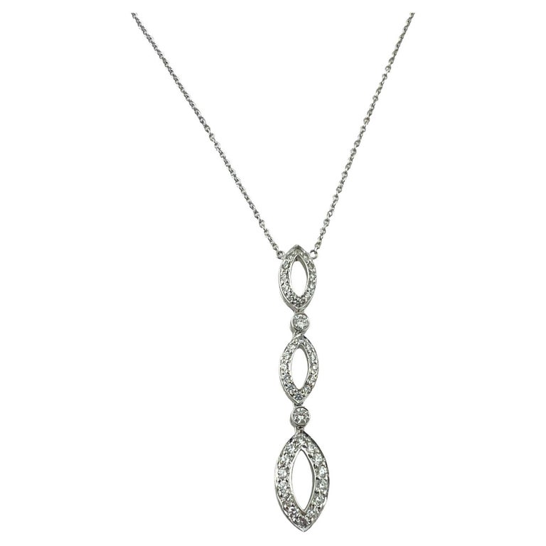 Tiffany and Co. Platinum Diamond Swing Drop Necklace with Box For Sale ...