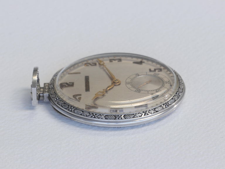 Tiffany and Co. Platinum Hand Carved Pocket Watch For Sale at 1stDibs