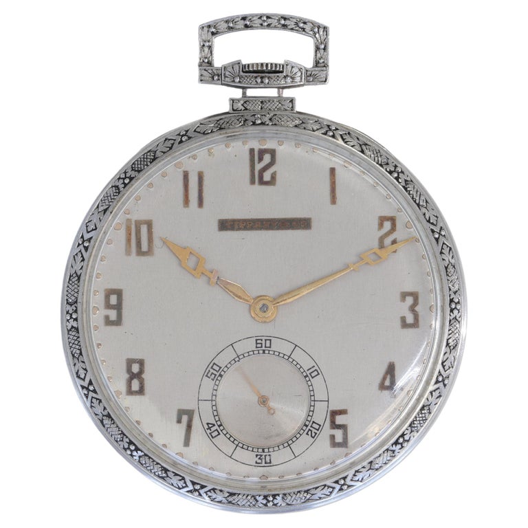 Tiffany and Co. Platinum Hand Carved Pocket Watch For Sale at 1stDibs
