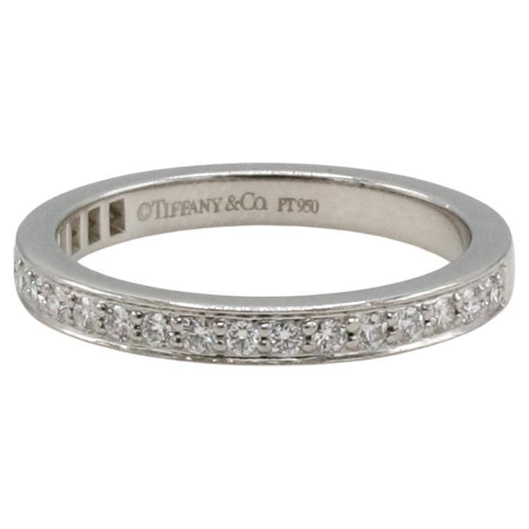 Tiffany and Co. Platinum Natural Diamond Half Band Ring For Sale at 1stDibs