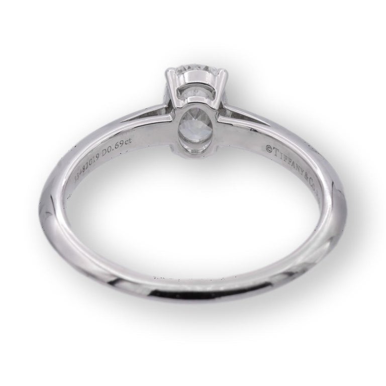 Tiffany and Co. Platinum Oval Diamond Engagement Ring 0.69 Ct E VS1 ...