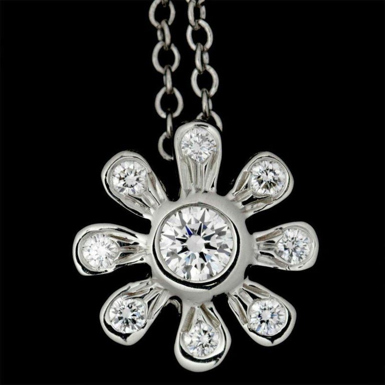 Tiffany and Co. Platinum Paloma Picasso Diamond Daisy Pendant Necklace ...