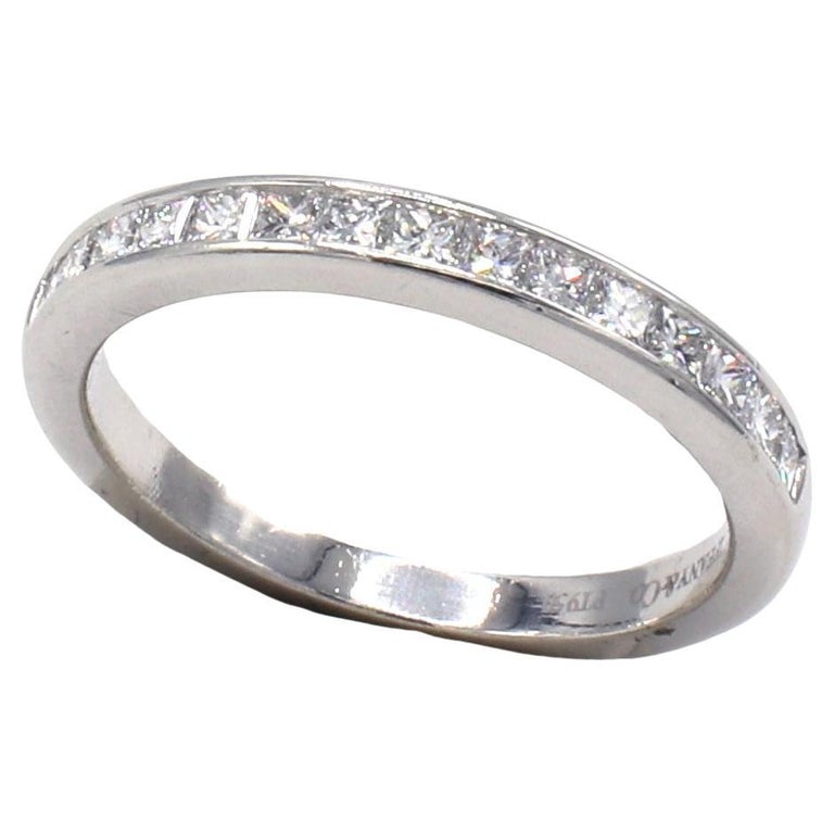 Tiffany and Co. Platinum Princess Cut Channel Set Diamond Half Band ...