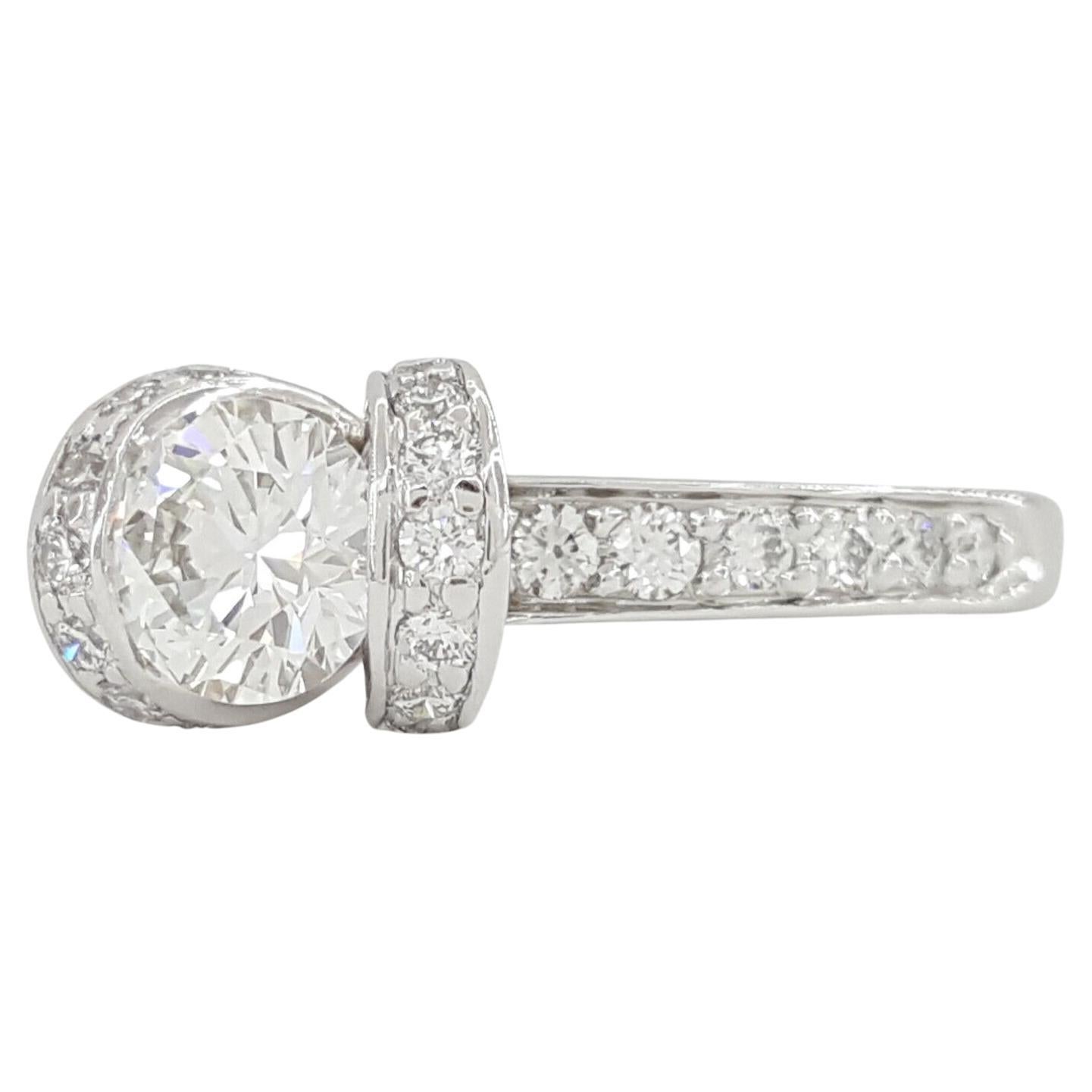 Tiffany and Co. Platinum Ribbon Brilliant Cut Diamond Engagement Ring ...