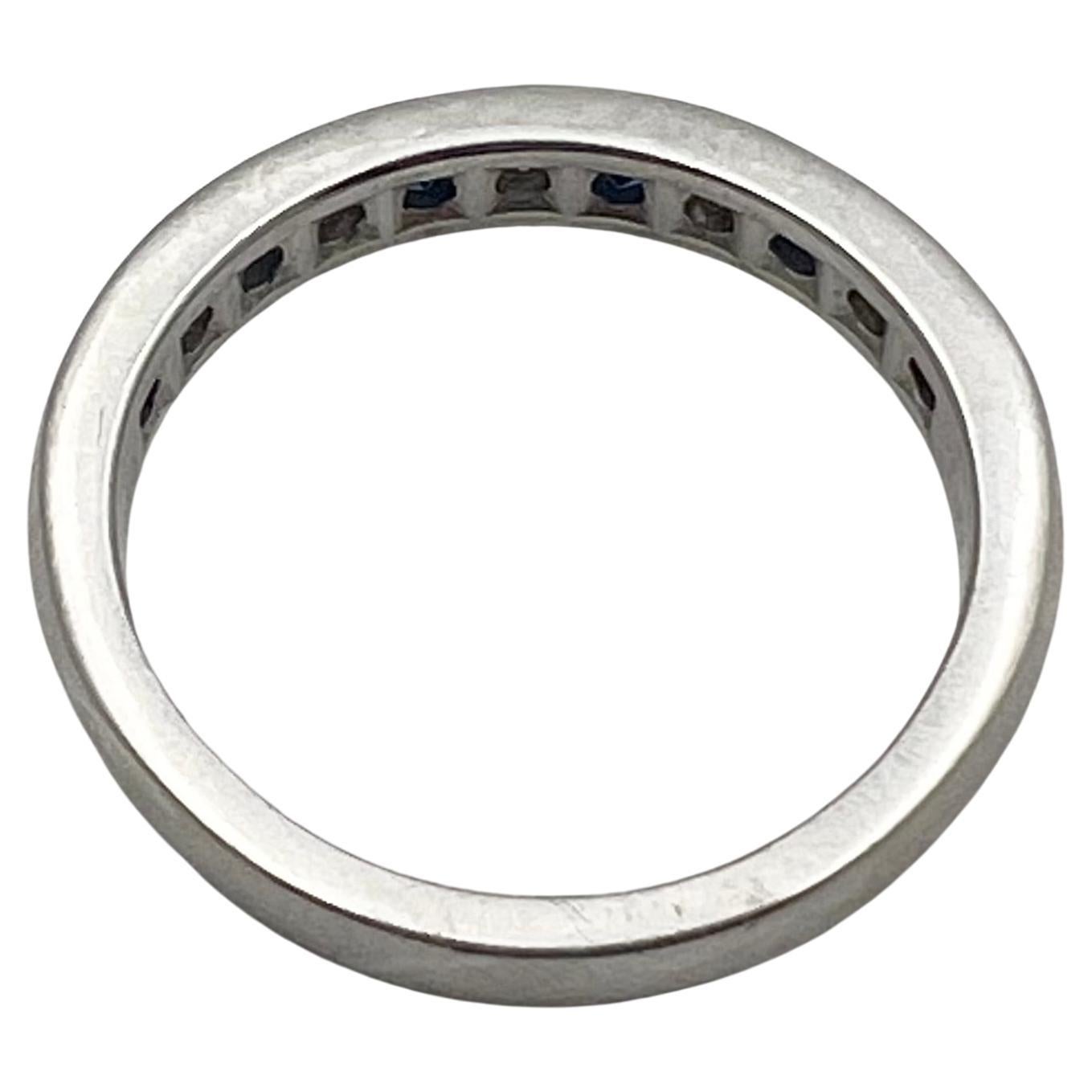 Tiffany and Co. Platinum Sapphire Diamond Band Ring For Sale at 1stDibs