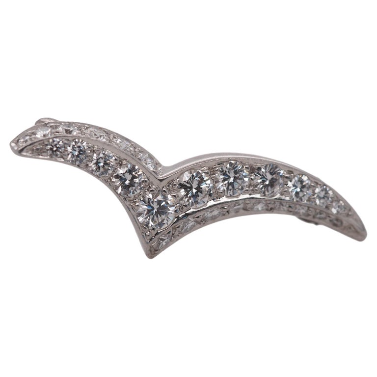 Tiffany and Co Platinum Seagull Diamond Brooch Pin For Sale at 1stDibs