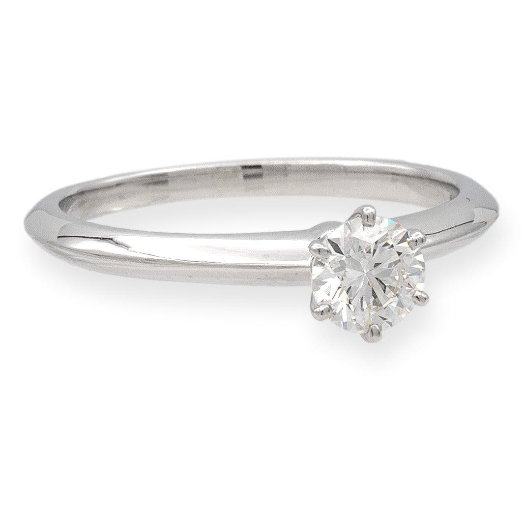 Tiffany and Co. Platinum Solitaire Diamond Engagement Ring Round .50cts. IVS1 For Sale at 1stDibs