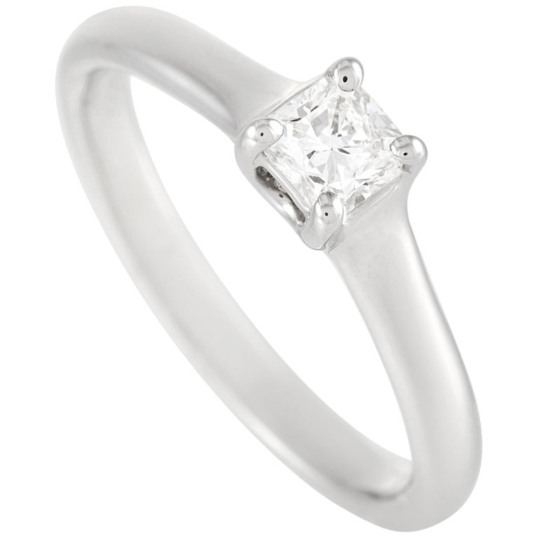 Tiffany and Co. Platinum Solitaire Lucida Diamond Engagement Ring at 1stDibs