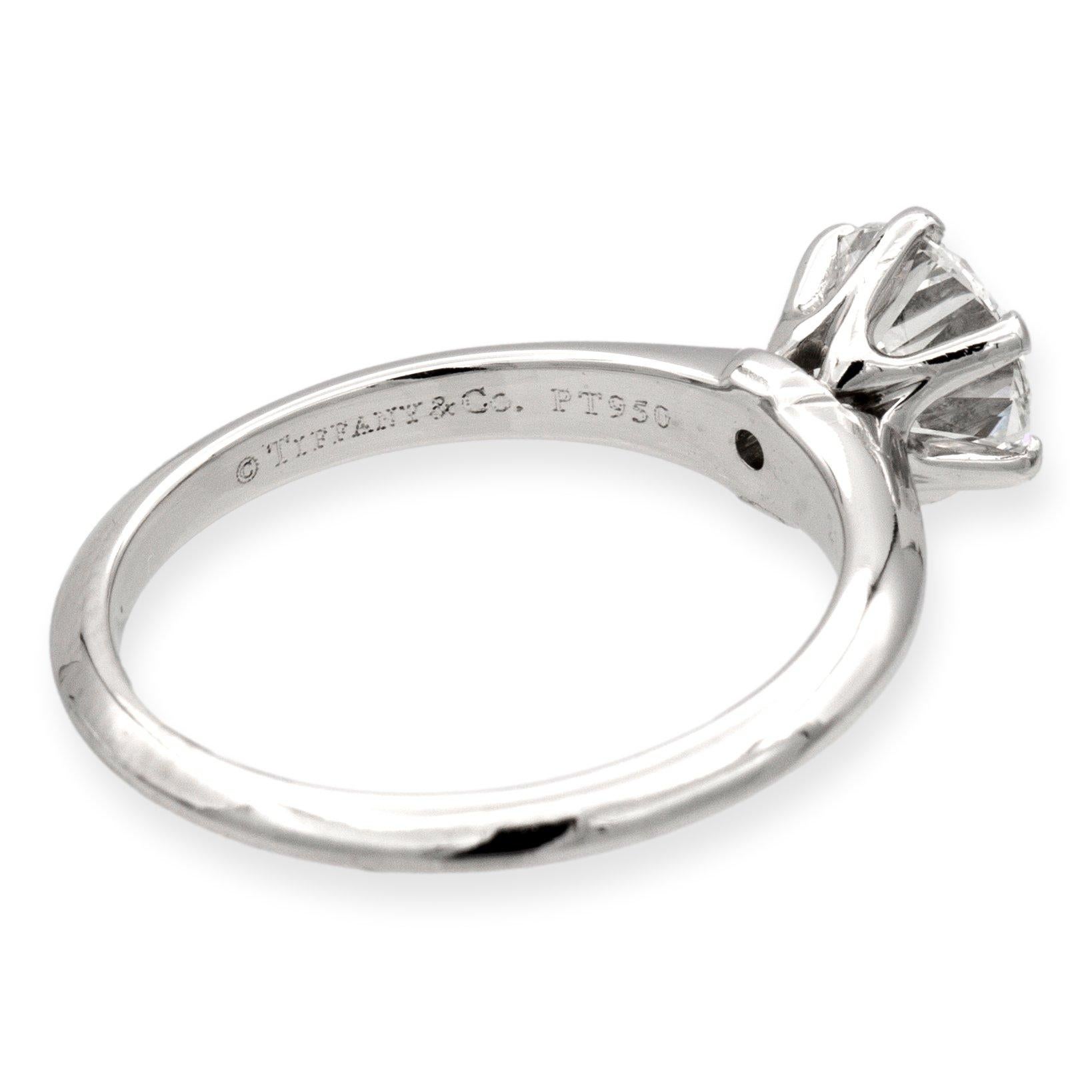 Tiffany and Co. Platinum Solitaire Round Diamond Engagement Ring 1.25 ...