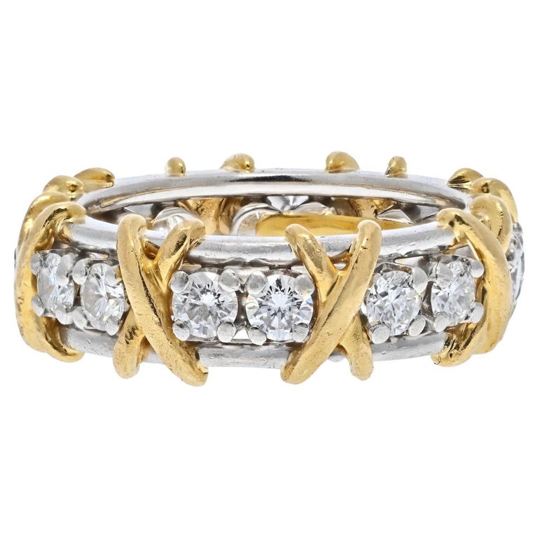 Tiffany and Co. Platinum&Gold Schlumberger Sixteen Stone Diamond ...