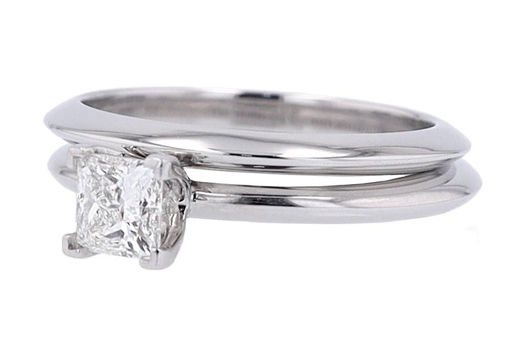 Tiffany and Co. Princess Cut Diamond Engagement Ring and Wedding Band ...