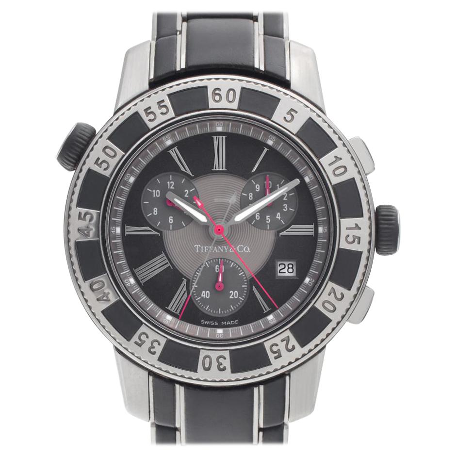 Tiffany and Co. Men's Stainless Steel Dual Time Quartz Rectangular ...