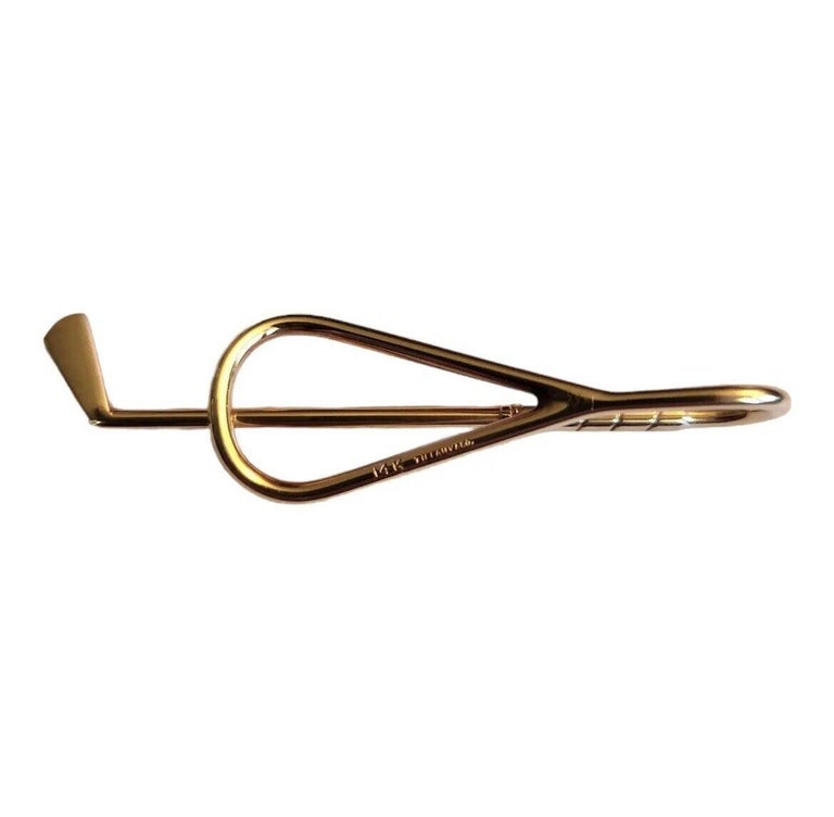 Tiffany and Co. Retro 14k Yellow Gold Golf Motif Money / Tie Clip ...
