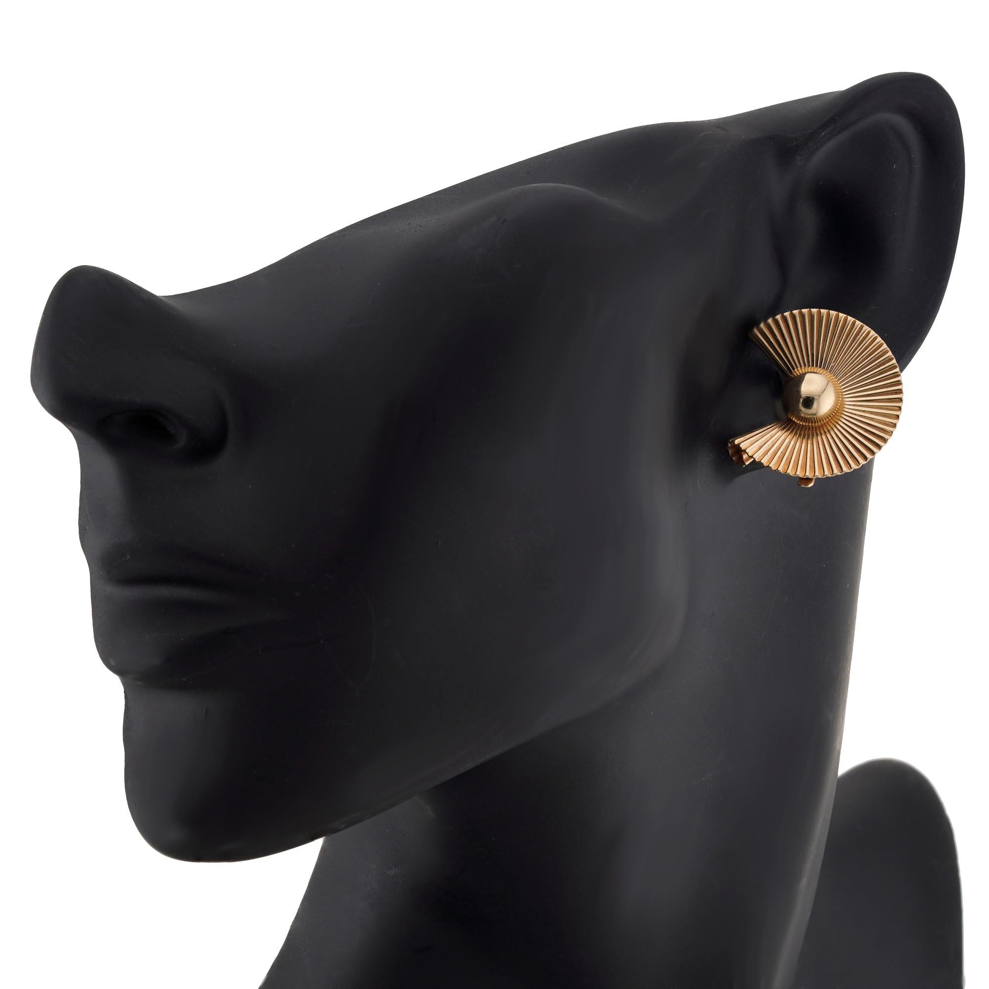 TIFFANY and CO. Retro 18k Yellow Gold Flared Swirl Earrings and Brooch ...