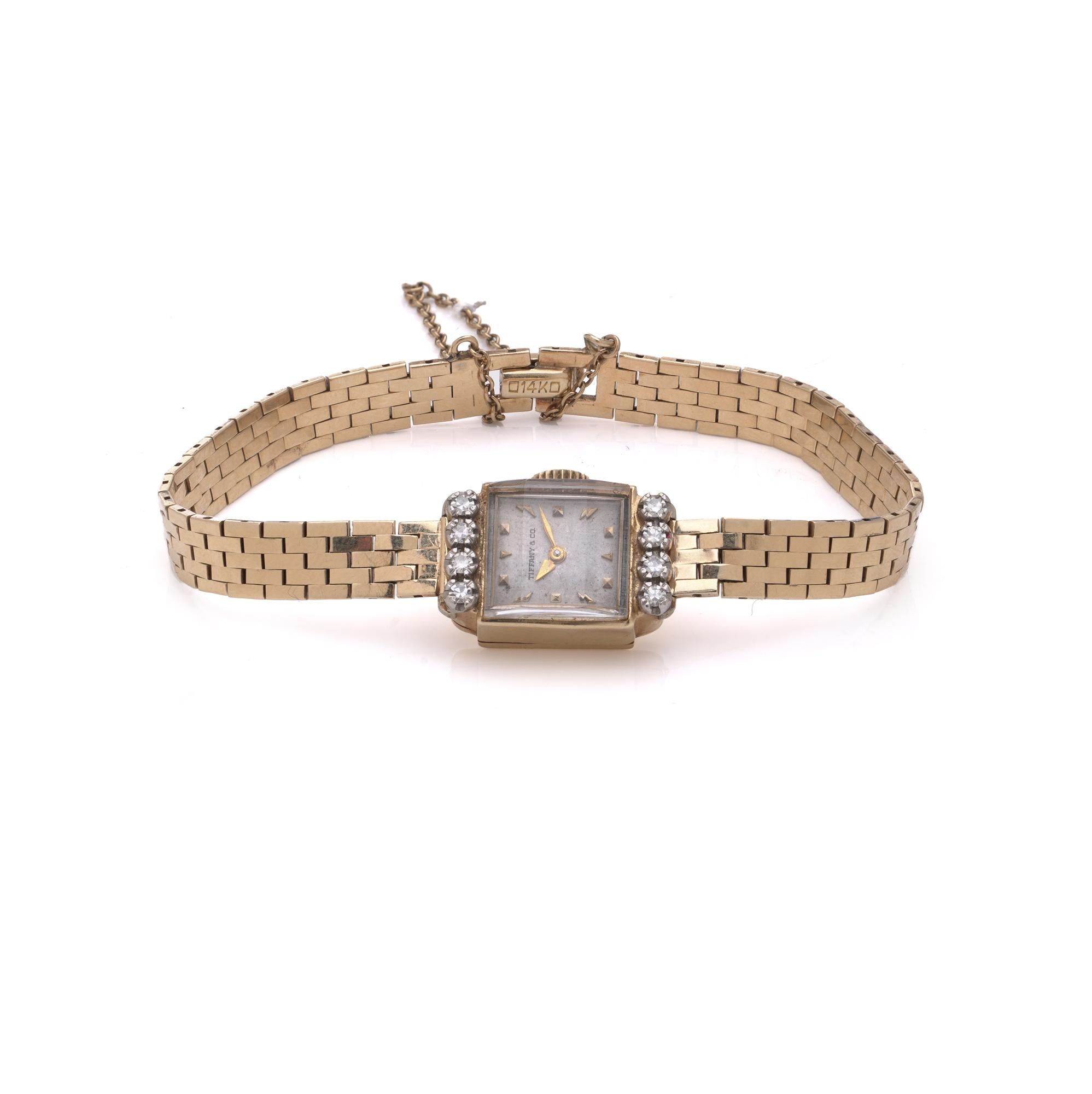 Tiffany and Co. retro ladies diamond cocktail watch, 1950s For Sale at ...