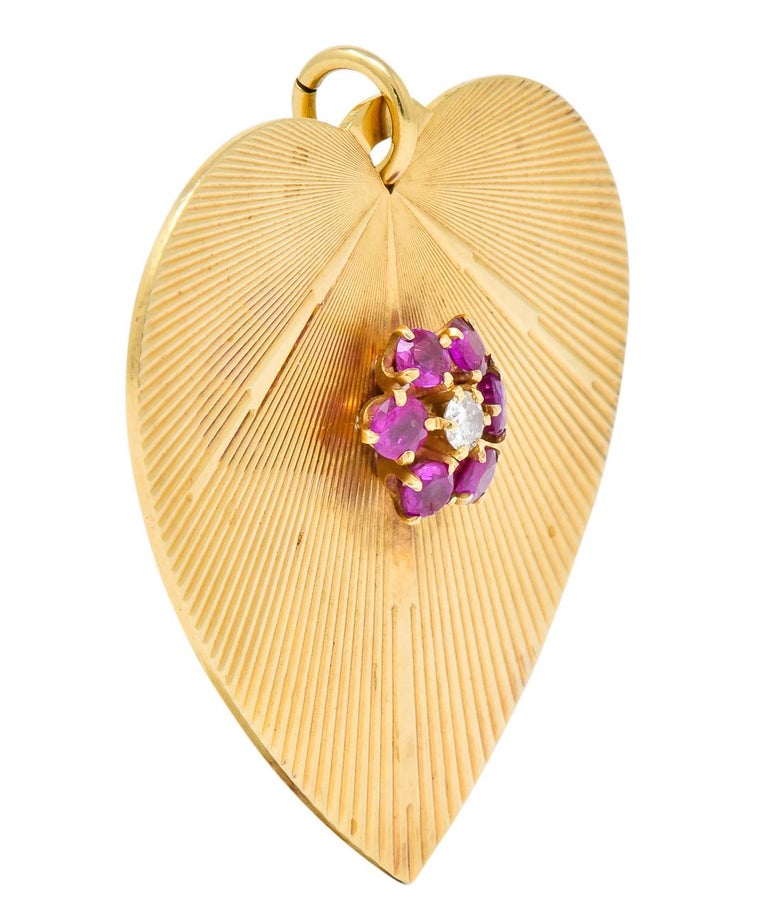 Tiffany and Co. Retro Ruby Diamond 14 Karat Gold Oversized Heart ...